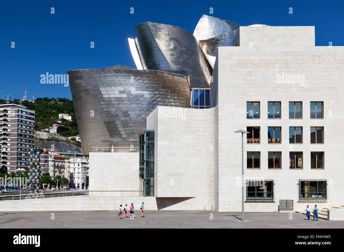 Another angle of the Guggenheim Museum in Bilbao, an odd shaped ...
