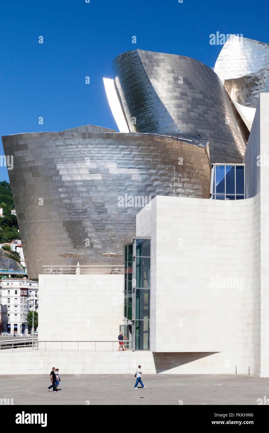 Another angle of the Guggenheim Museum in Bilbao, an odd shaped ...