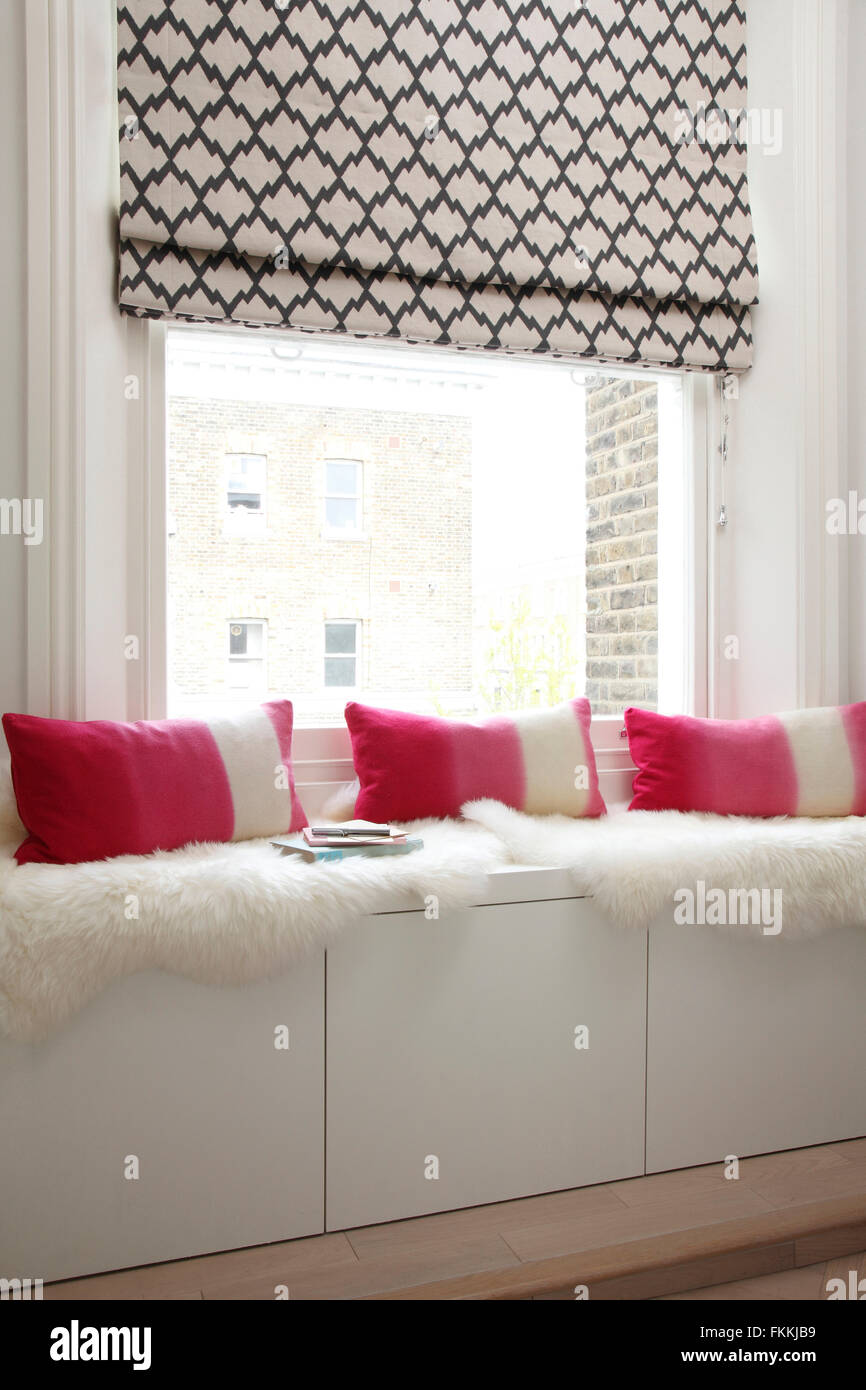 The hall in a residential home. With built in seats under the window ...