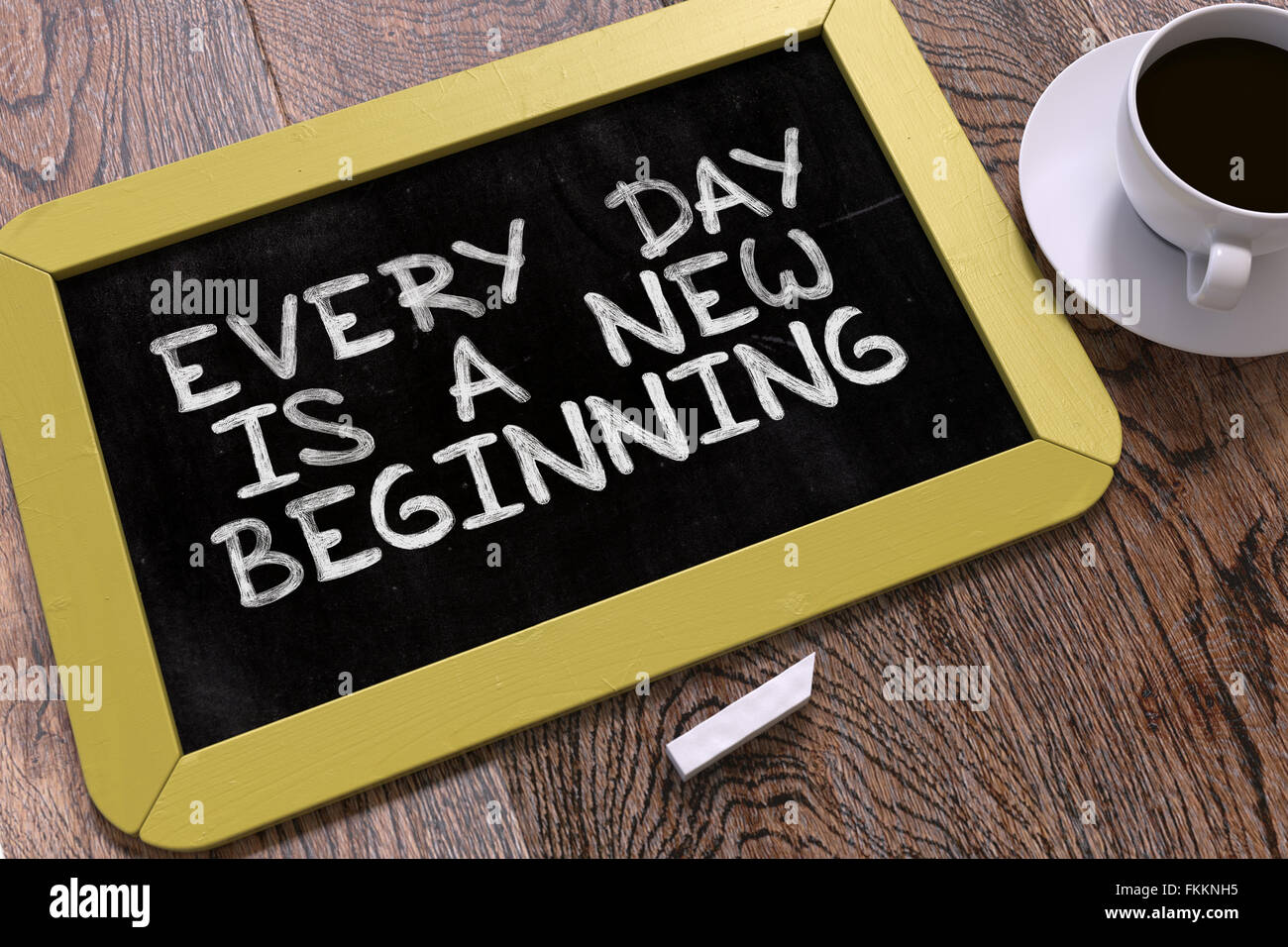 Hand Drawn Every Day is a New Beginning. Chalkboard Stock Photo - Alamy