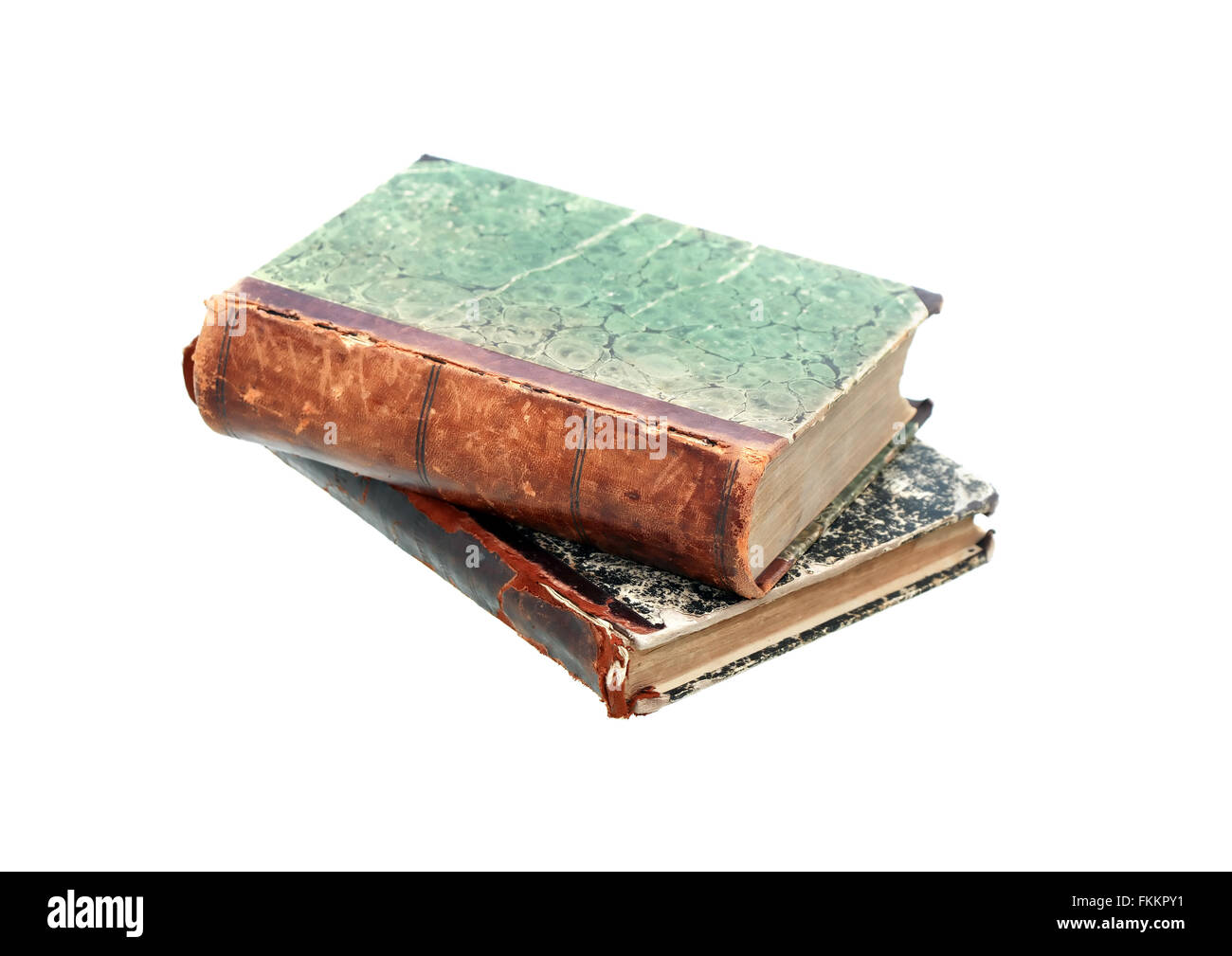 Two very old books on white background Stock Photo - Alamy