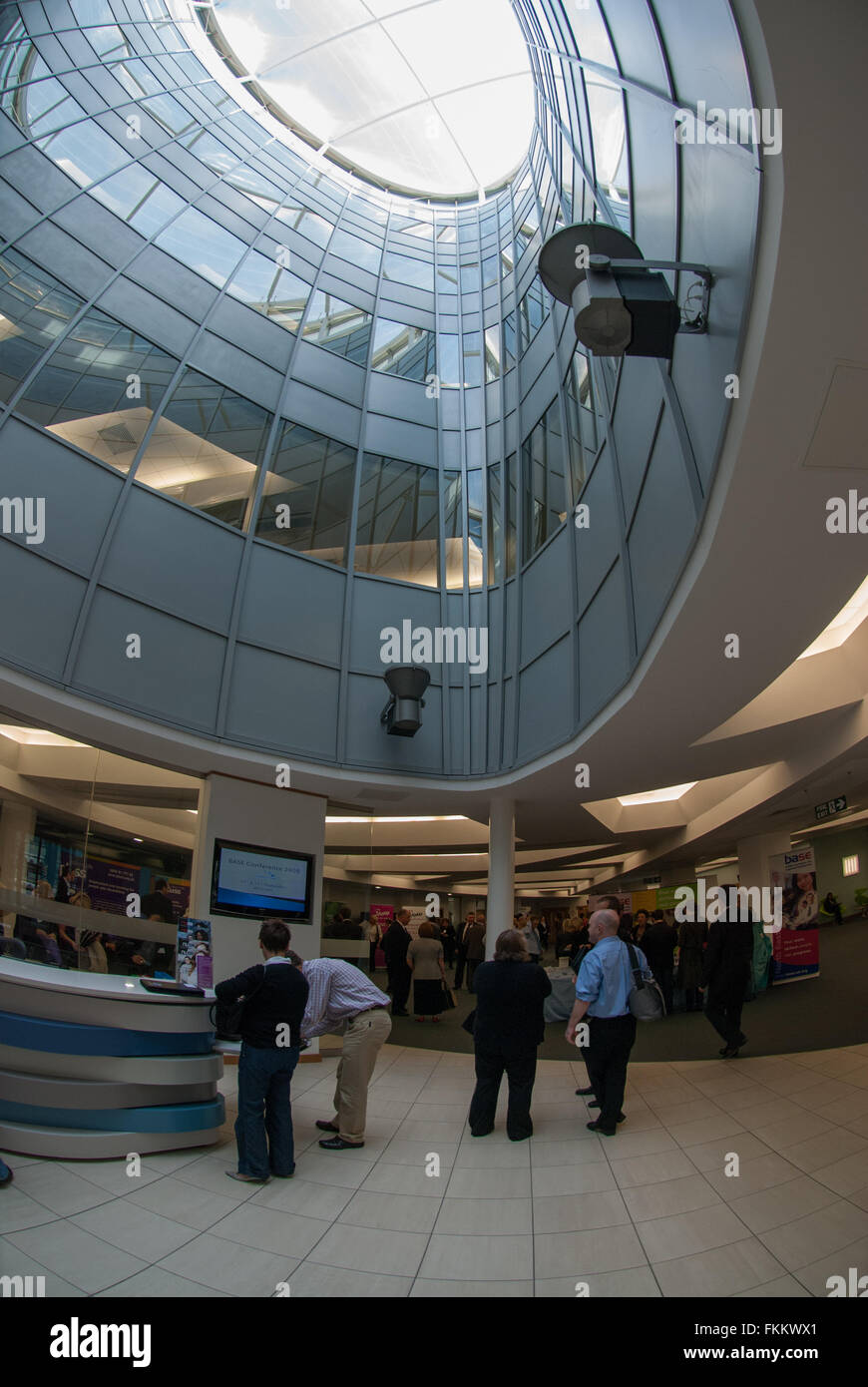 Interior of Northumbria University campus showing the reception atrium ...