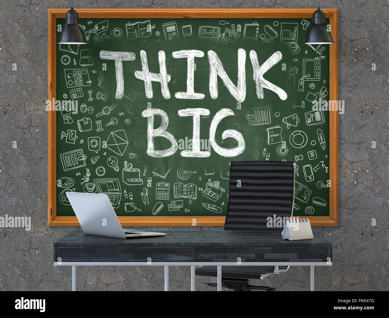 Think Big Concept. Doodle Icons on Chalkboard Stock Photo - Alamy