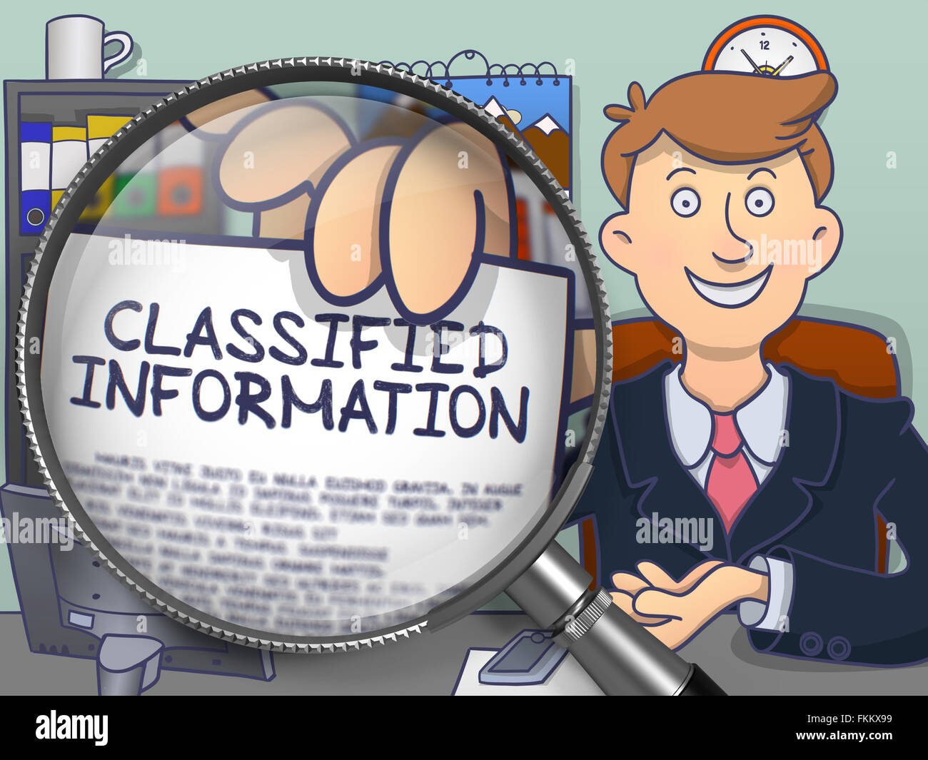 Classified Information through Magnifying Glass. Doodle Design Stock ...