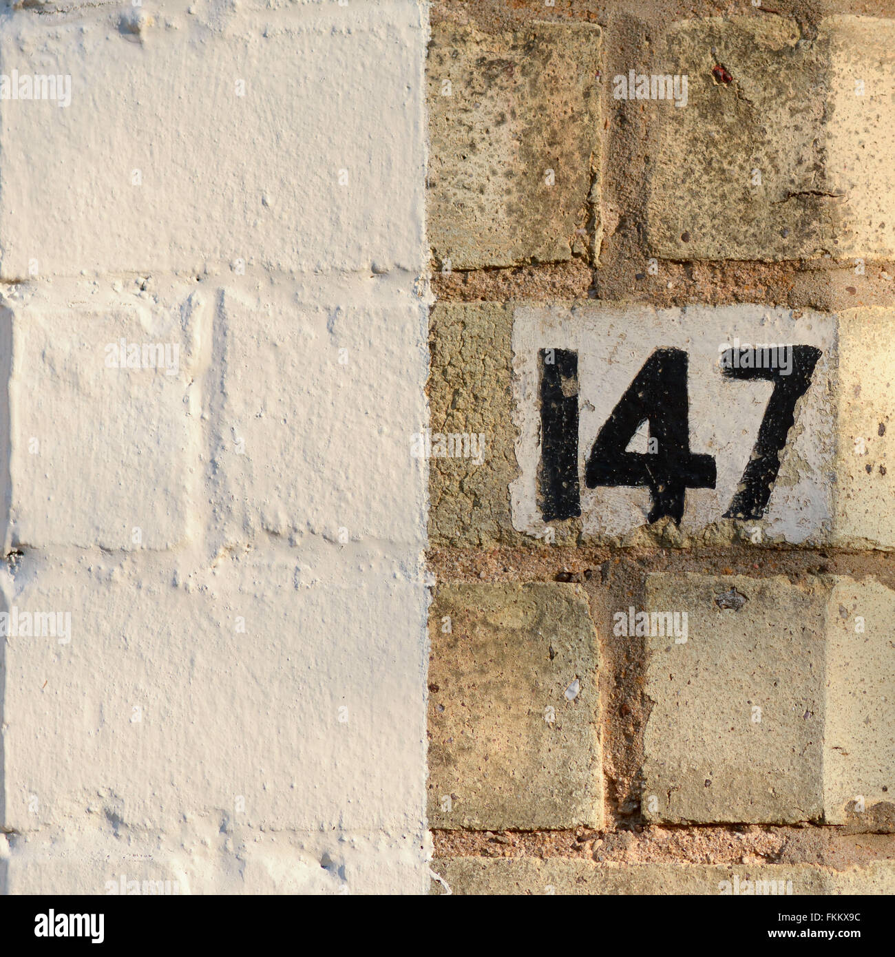 House Number 147 Painted Sign On Wall Stock Photo Alamy