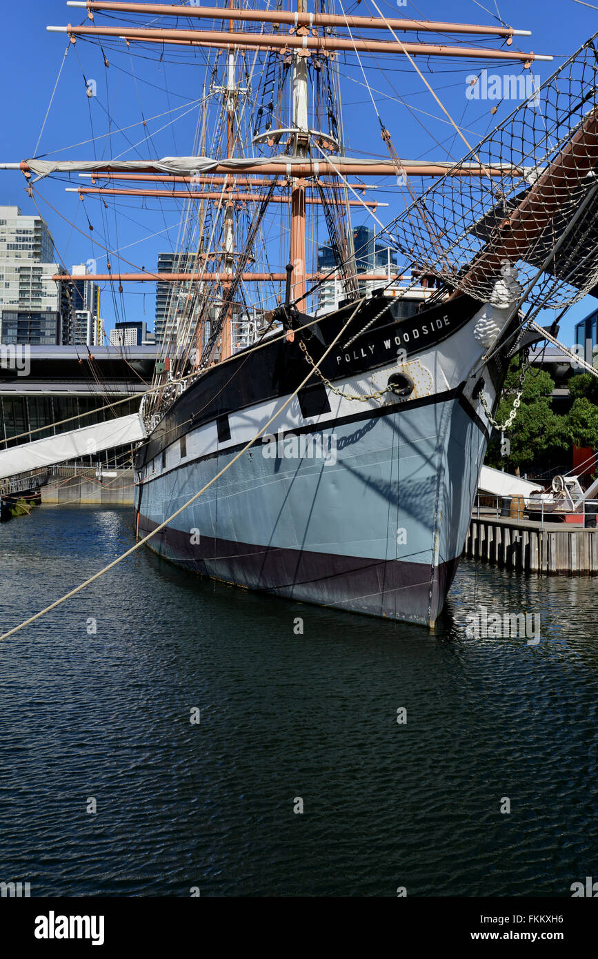 Australia, Melbourne, Yarra River, Historical sailing ship Polly ...