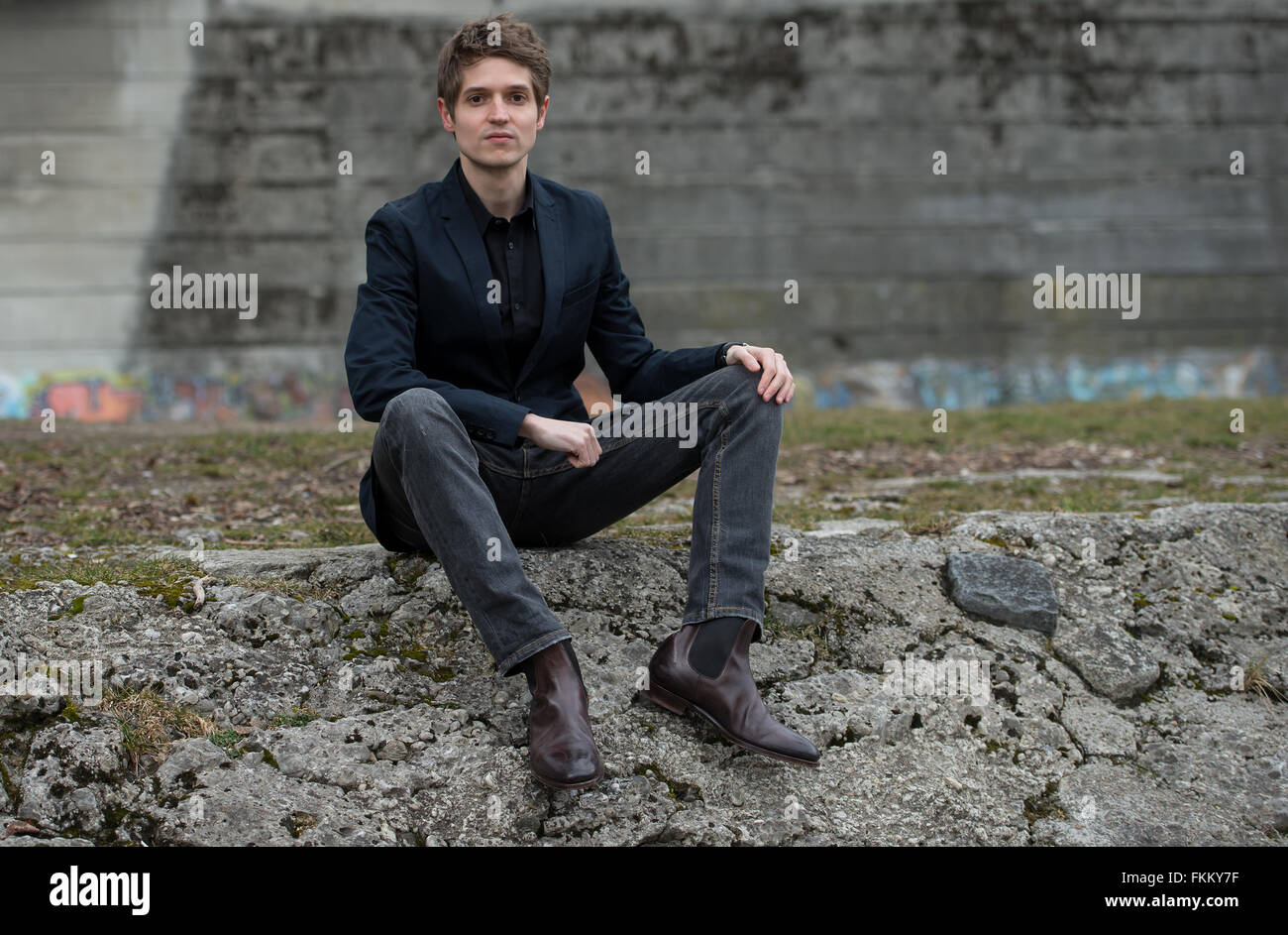 Munich, Germany. 9th Mar, 2016. Author Benedict Wells posing in Munich ...