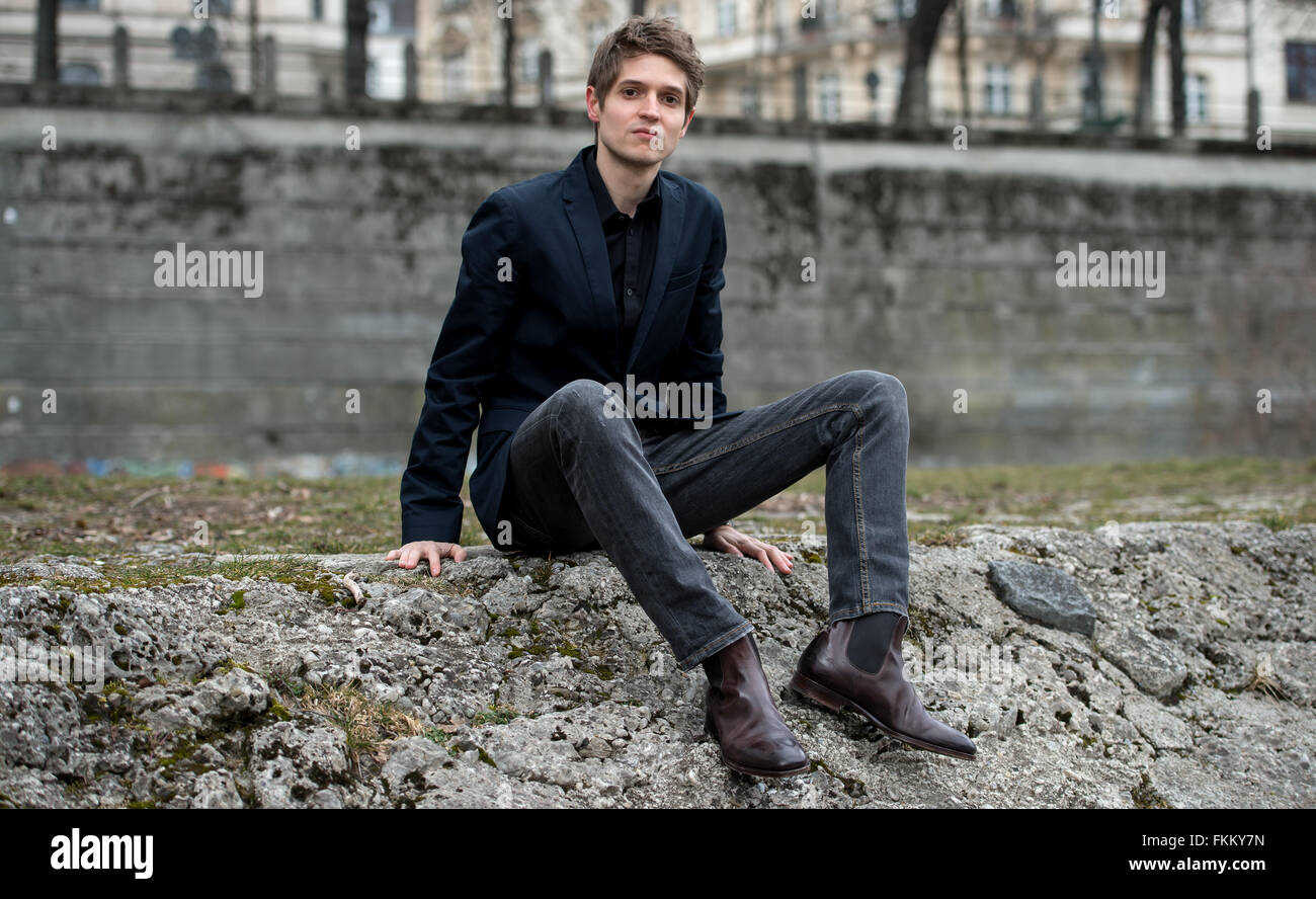 Munich, Germany. 9th Mar, 2016. Author Benedict Wells posing in Munich ...