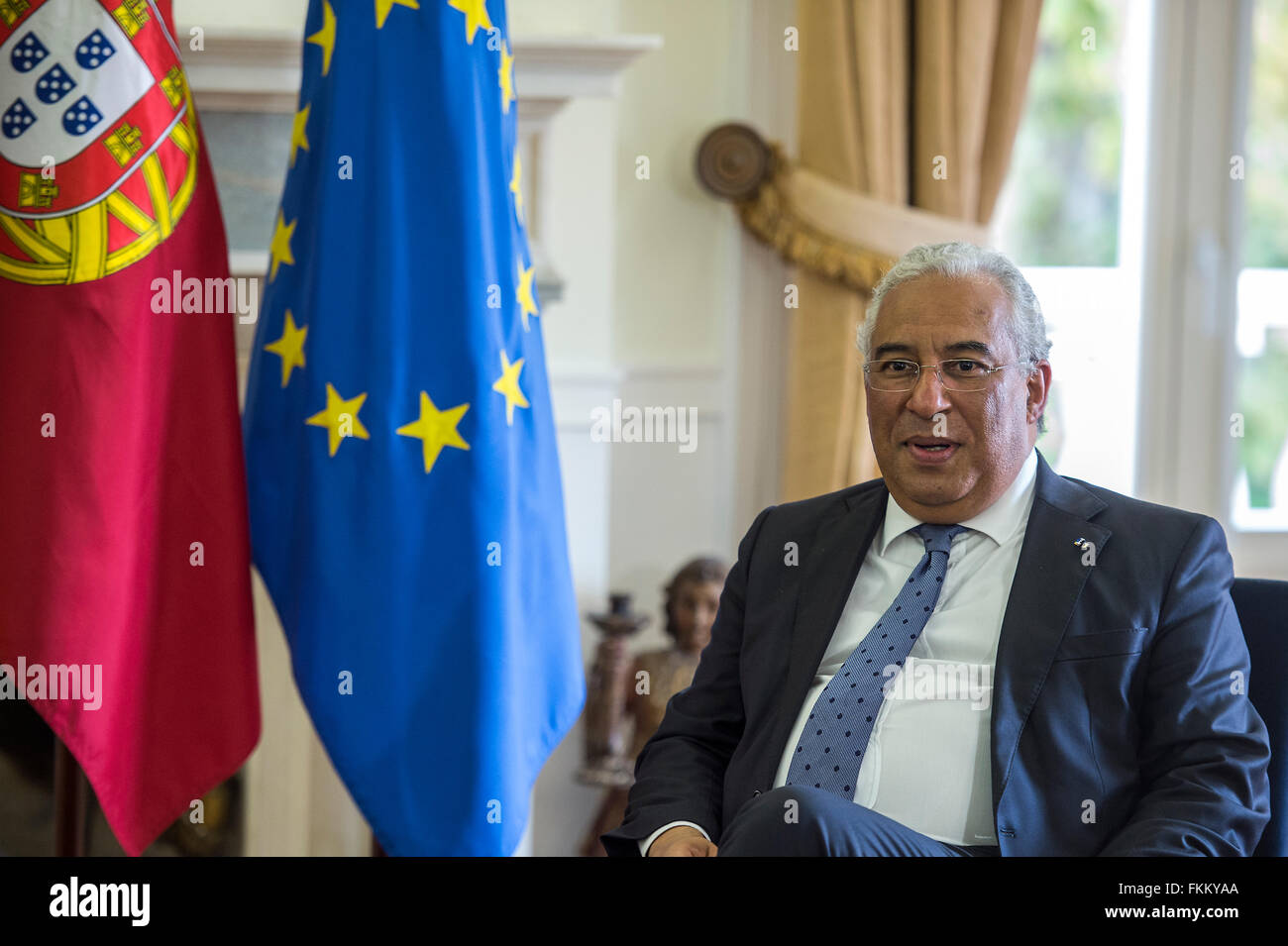 Lisbon, Portugal. 9th March, 2016. Portuguese Prime Minister Antonio ...