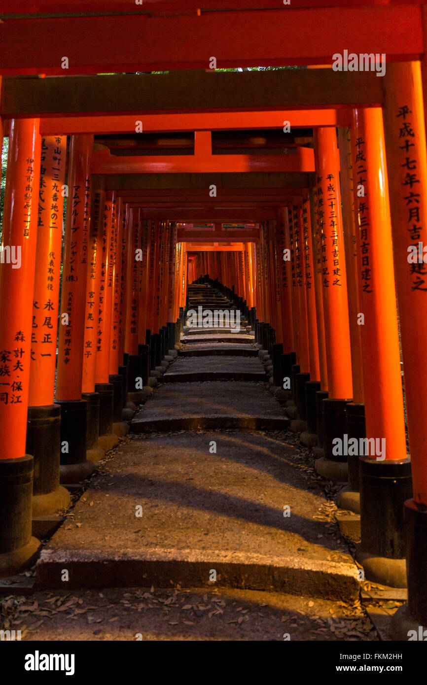 Detail of the names engraved on the torii of Fushimi Inari Taisha ...