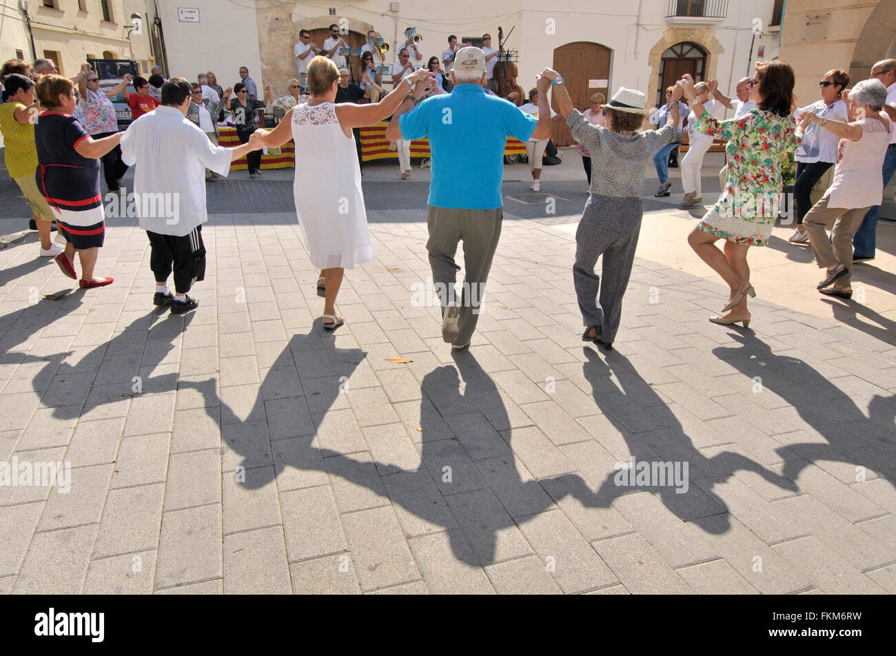 Sardanas, typical catalonian dance. Cubelles, Barcelona. Catalonia ...