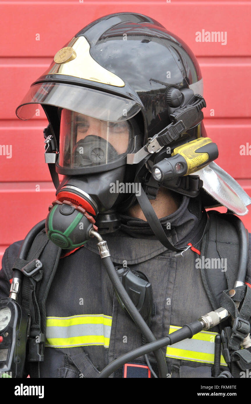 Fireman protection. Barcelona, Catalonia, Spain Stock Photo - Alamy
