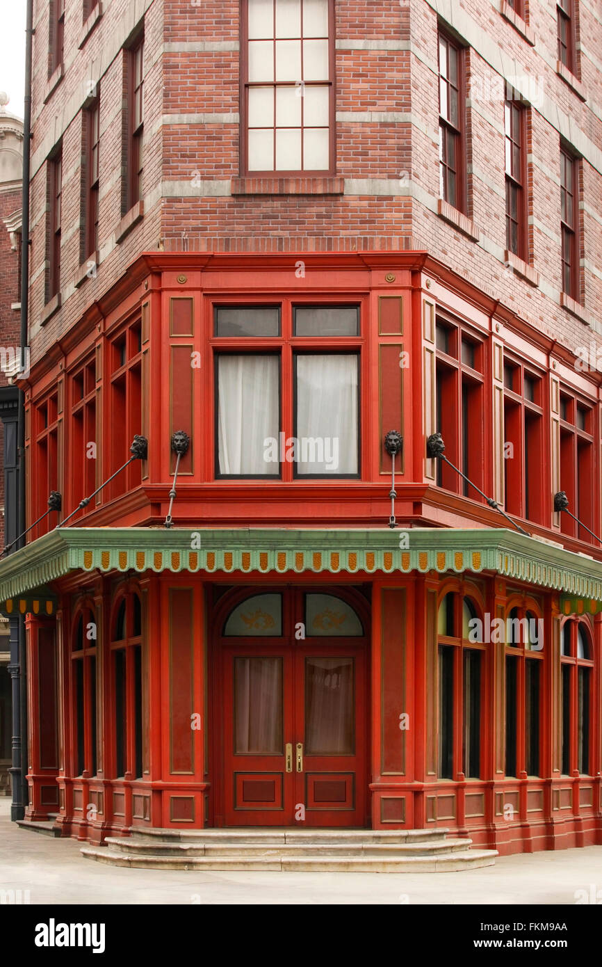 Facade of a brick building in California Stock Photo - Alamy