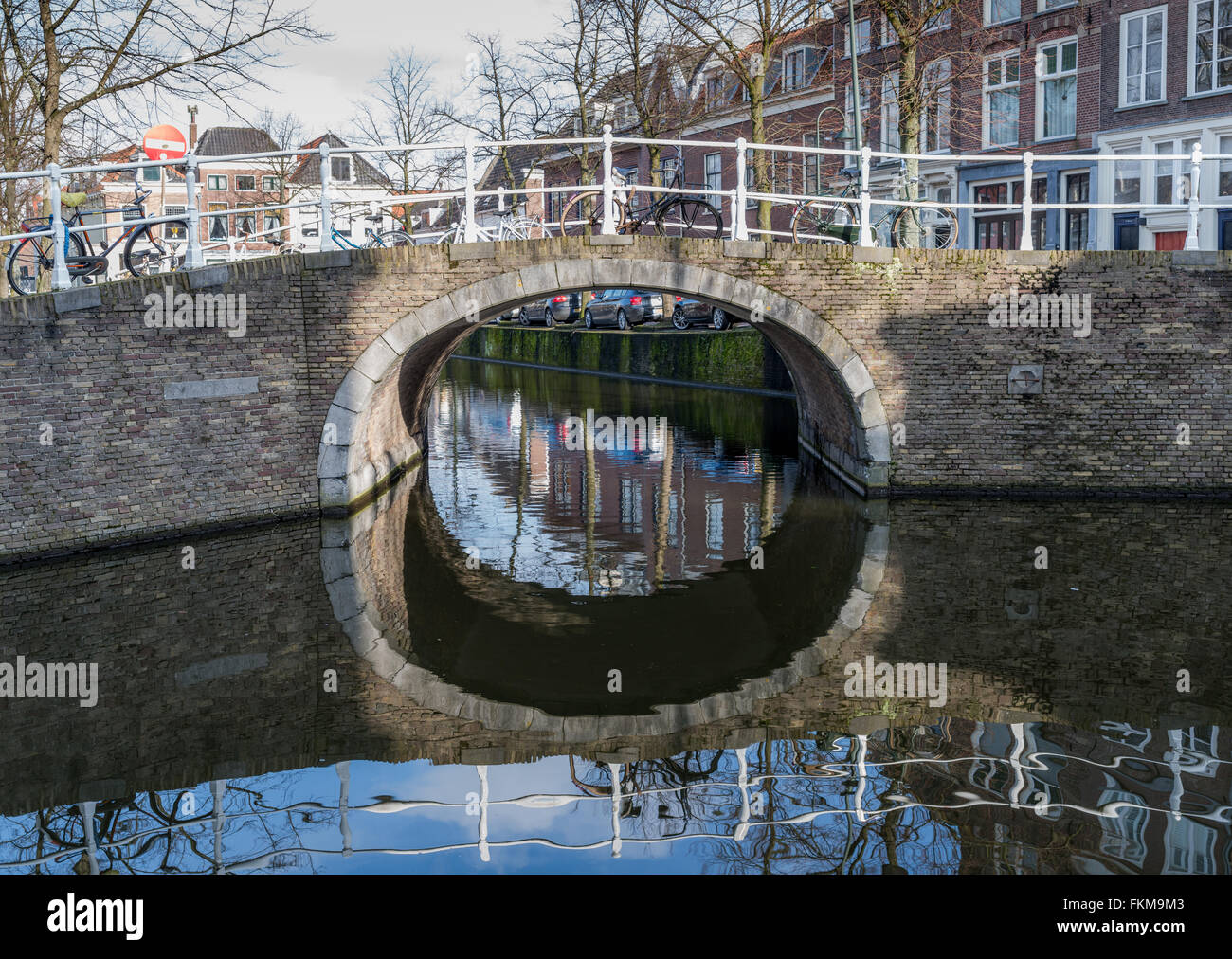 Historic Delft, Netherlands bridge and reflection Stock Photo - Alamy