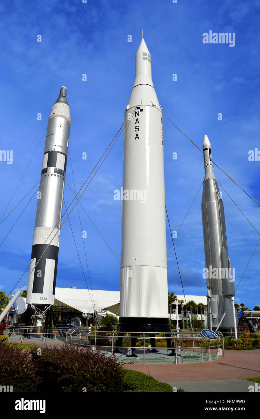 Apollo rockets on display in the rocket garden at Kennedy Space Center ...