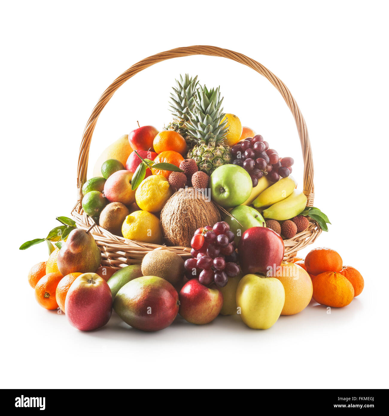 Basket with fresh fruits. Healthy eating and dieting concept. Winter ...