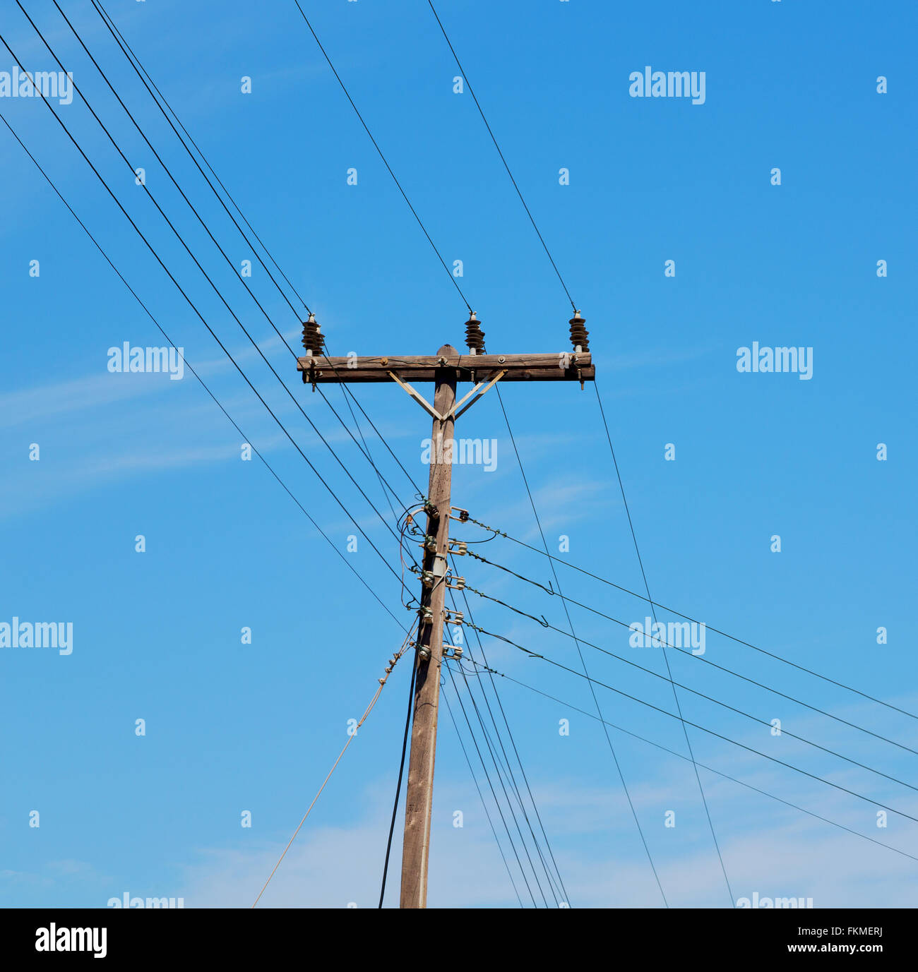 in the cloudy sky and abstract background current pole electricity line ...
