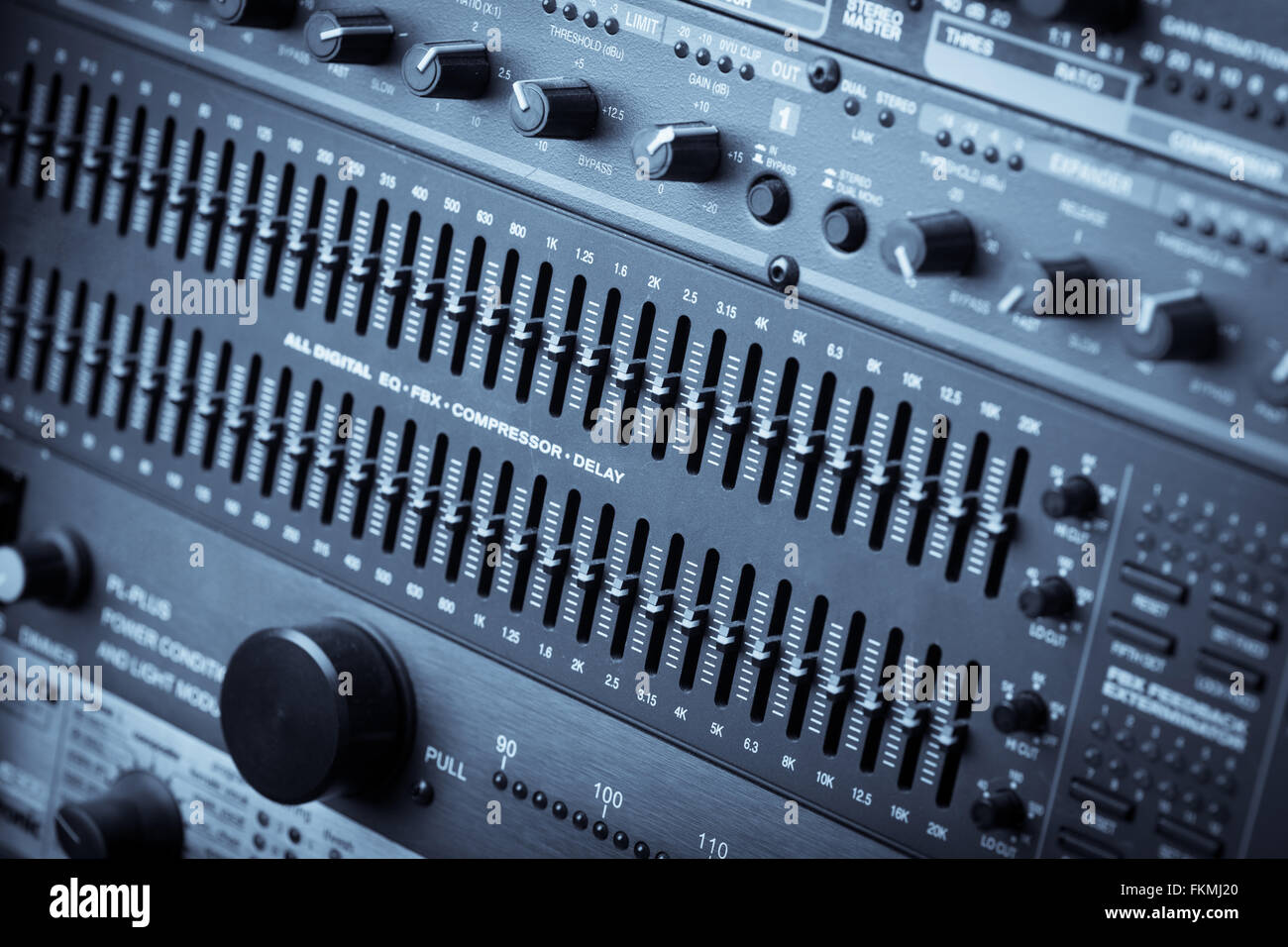 Color image of many buttons in a sound recording studio Stock Photo - Alamy