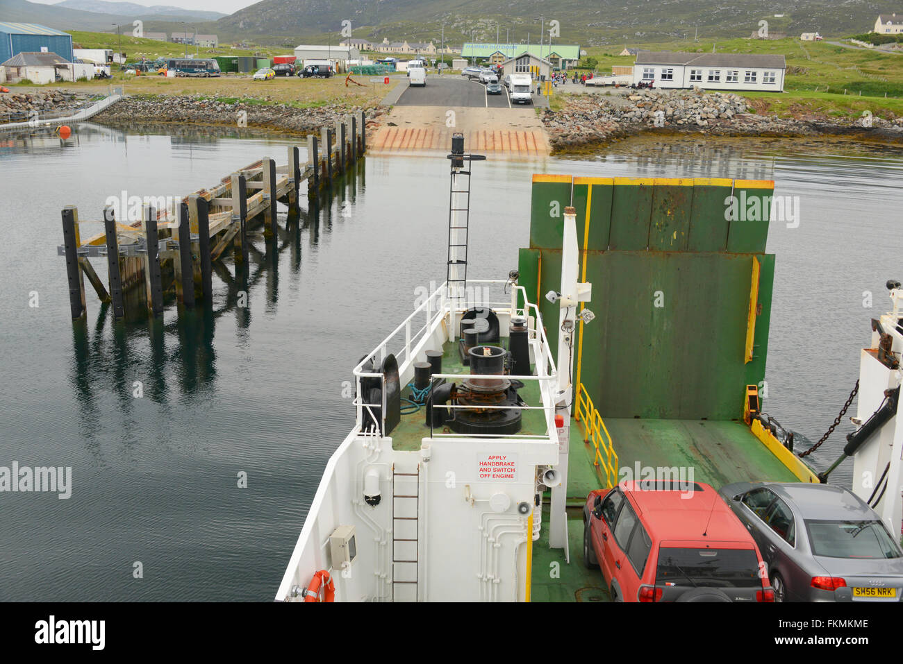 The Berneray to Leverburgh CalMac ferry arriving at Leverburgh, Outer ...