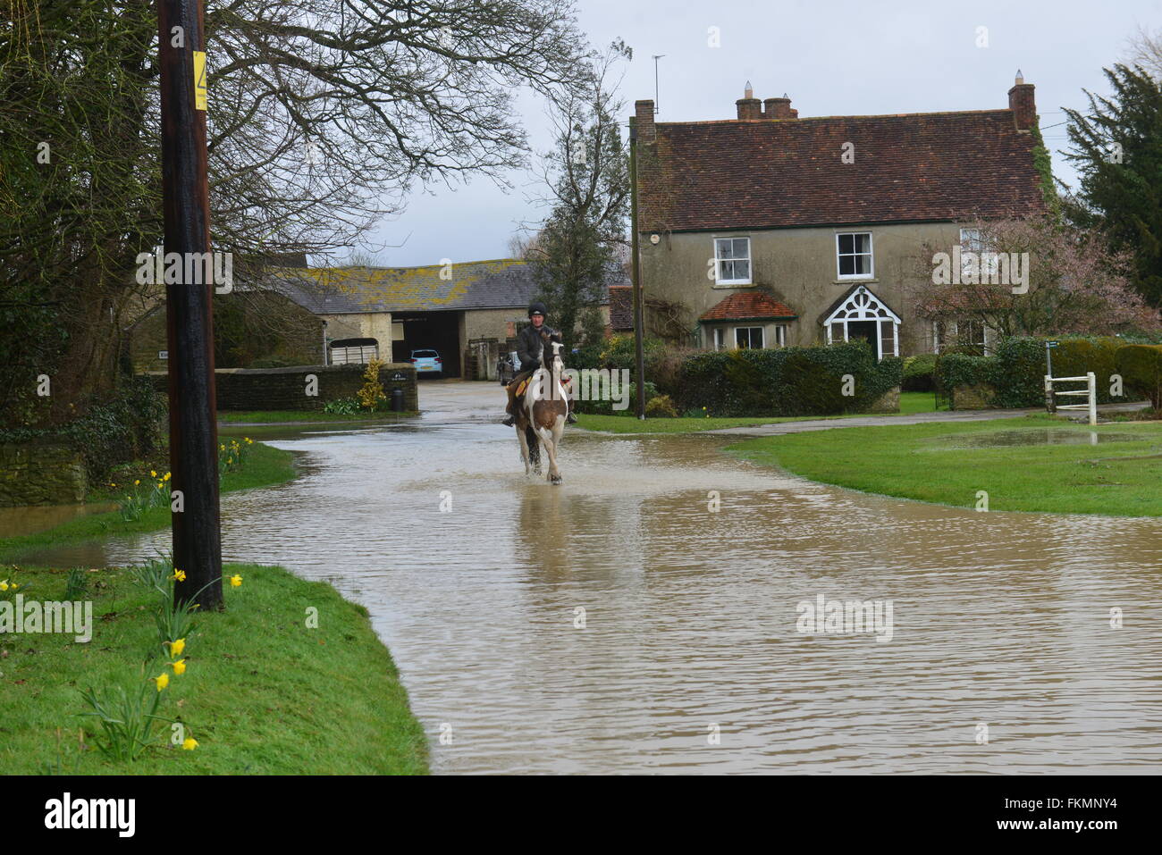 Stratton, UK. 9th March 2016. Stratton Audley Village Flooding 9th ...