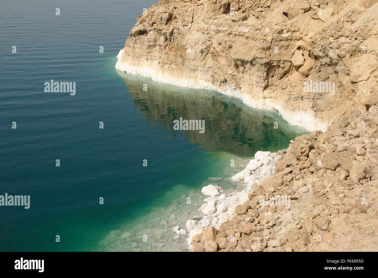Salt deposits on the shore of the Dead Sea, Wadi Mujib Reserve, Jordan ...