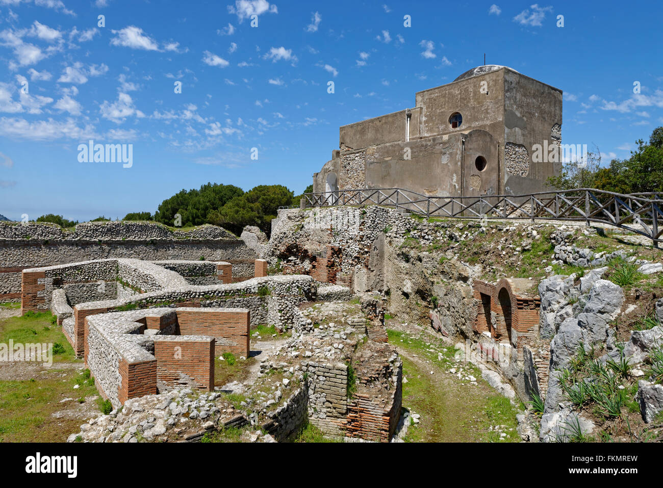 Ruins of the Roman Villa Jovis with Chiesa di Santa Maria del Soccorso ...