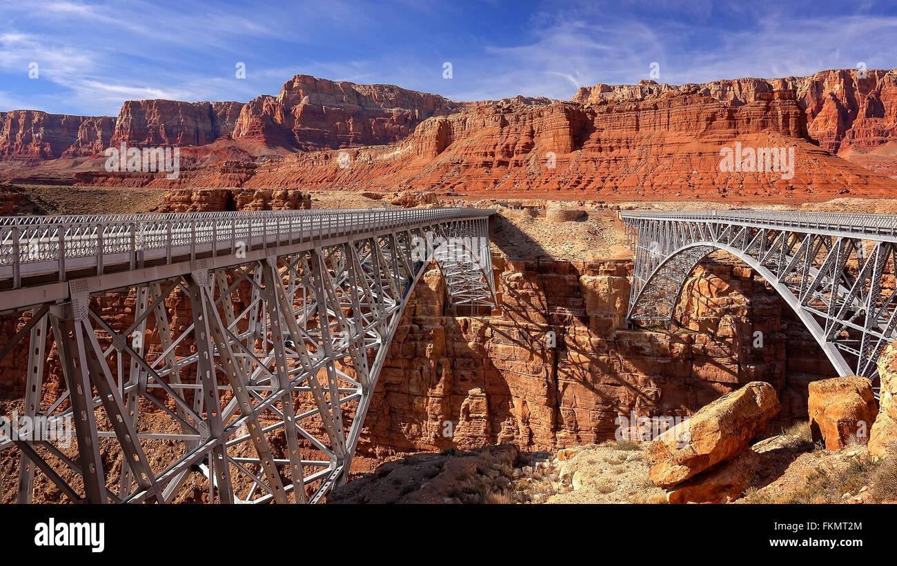 Navajo Bridge in Marble Canyon is near the town of Page, Arizona Stock ...