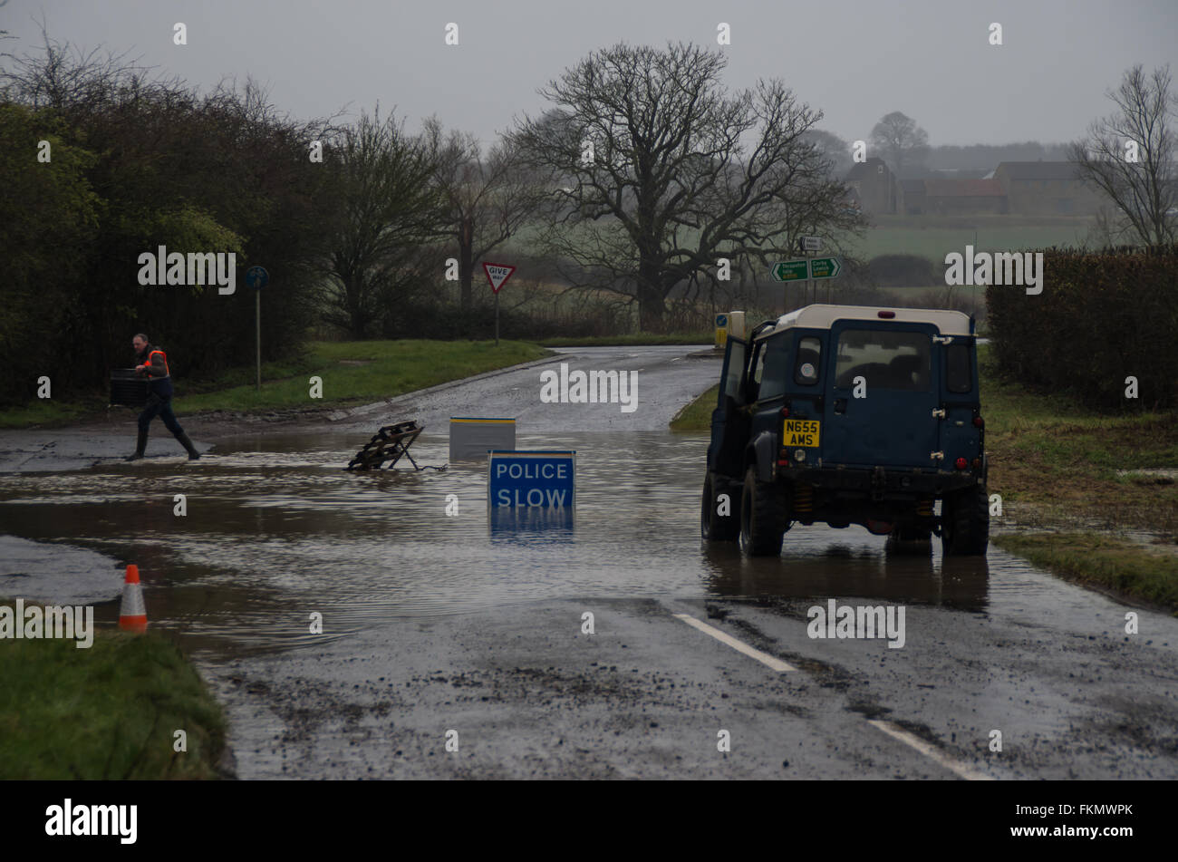 Thrapston, UK. 9 March 2016. Lowick Road near the junction with the ...