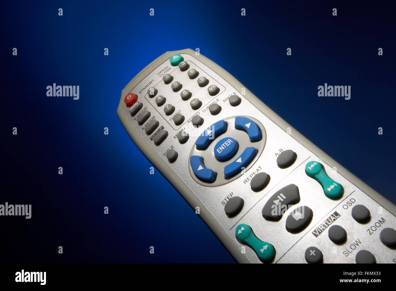 The remote-control on a dark blue background Stock Photo - Alamy