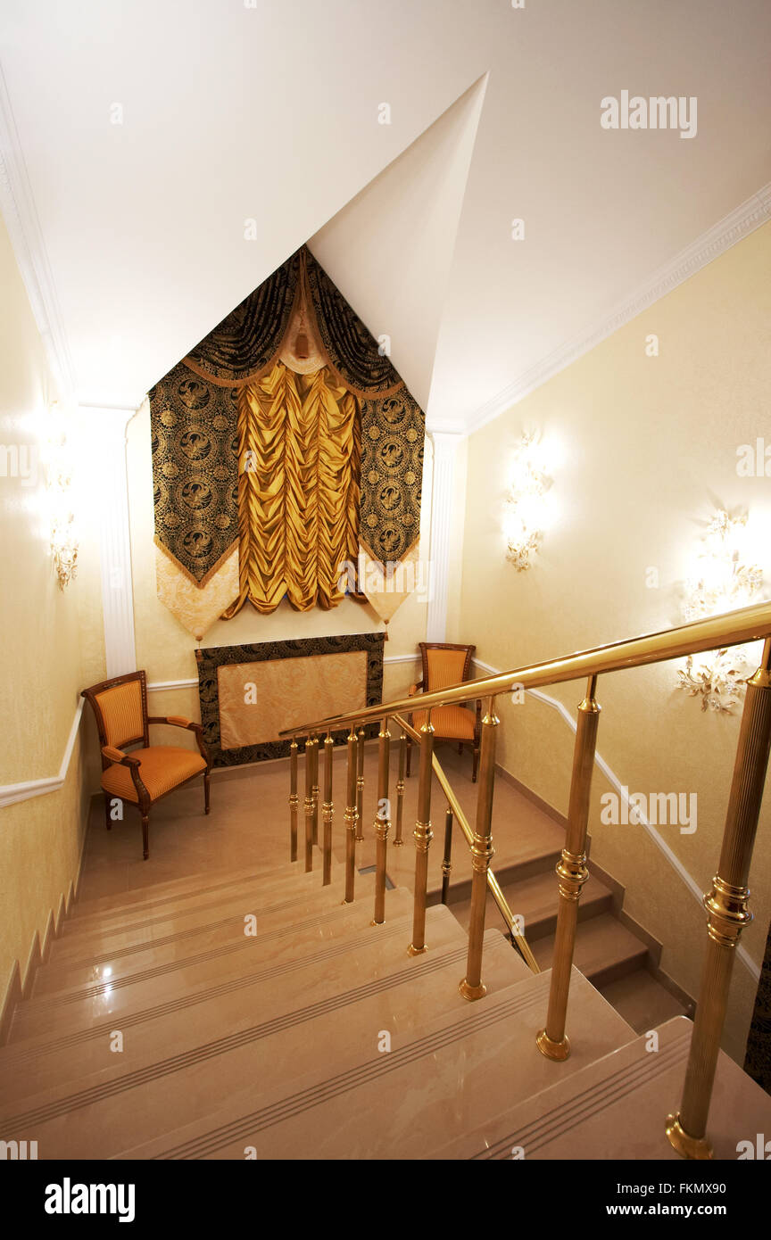 Stairs with a handrail in magnificent hotel Stock Photo - Alamy