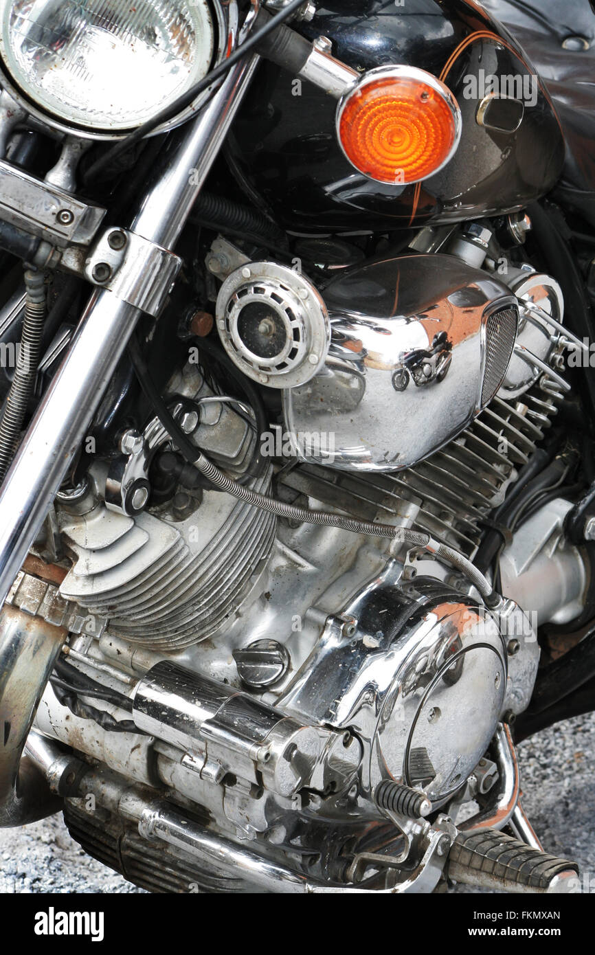 Reflection of a sports motorcycle in the engine Stock Photo - Alamy