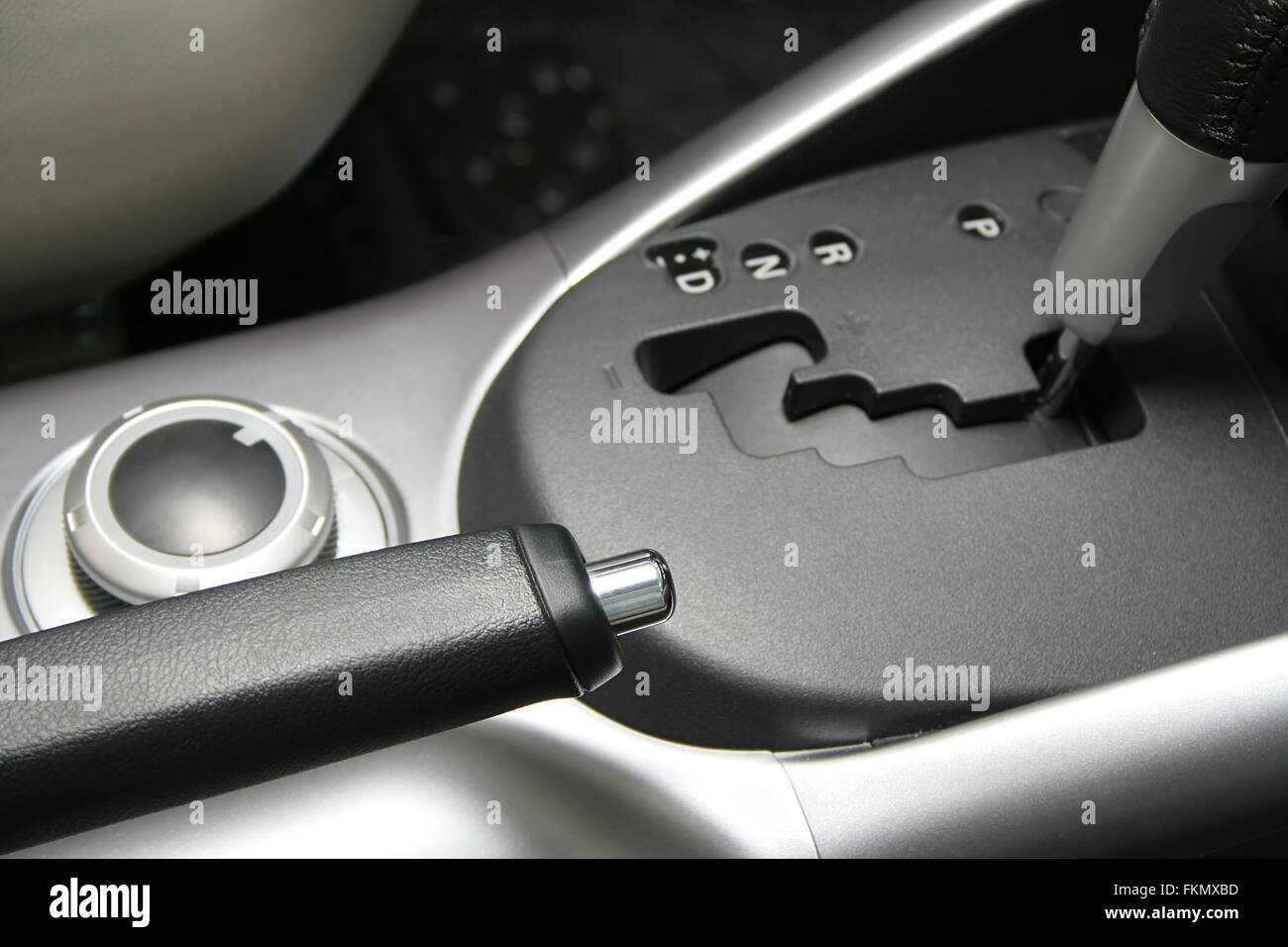 Manual brake in interior of the car Stock Photo - Alamy