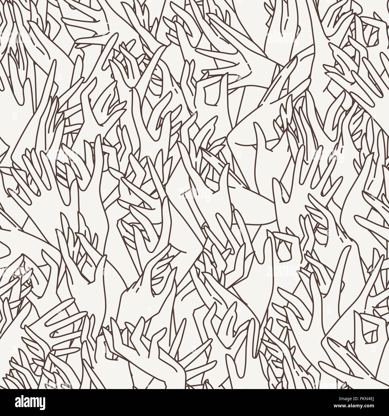 Vector seamless pattern of graceful female hands intertwined Stock ...