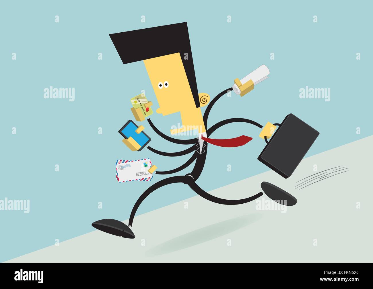 Multitasking cartoon businessman. Vector illustration Stock Vector ...
