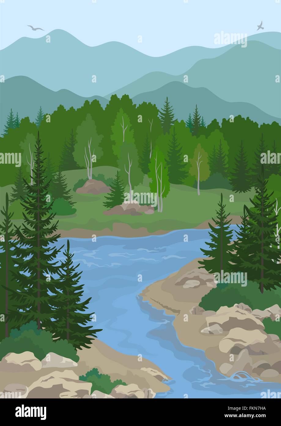 River vertical view Stock Vector Images - Alamy