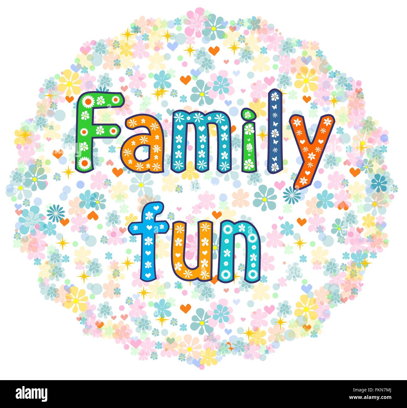 Family fun decorative lettering text Stock Vector Image & Art - Alamy