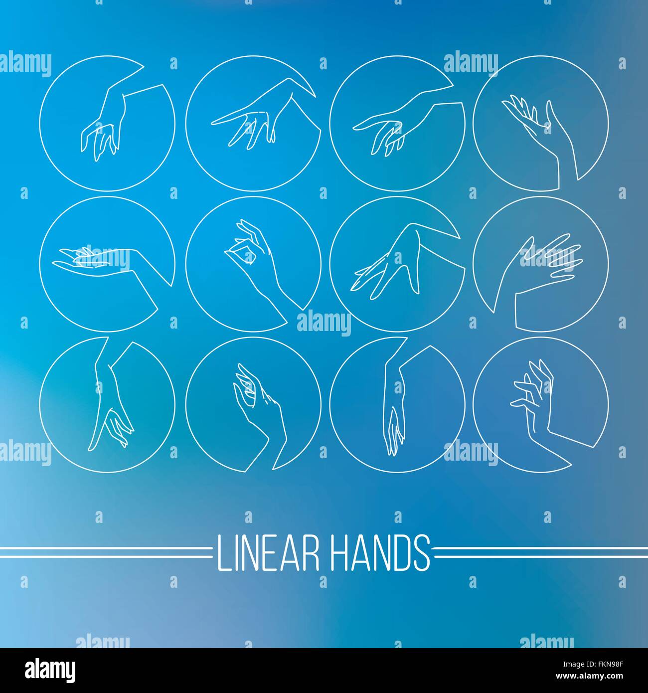 Set of vector icons of linear mapping graceful female hands Stock ...