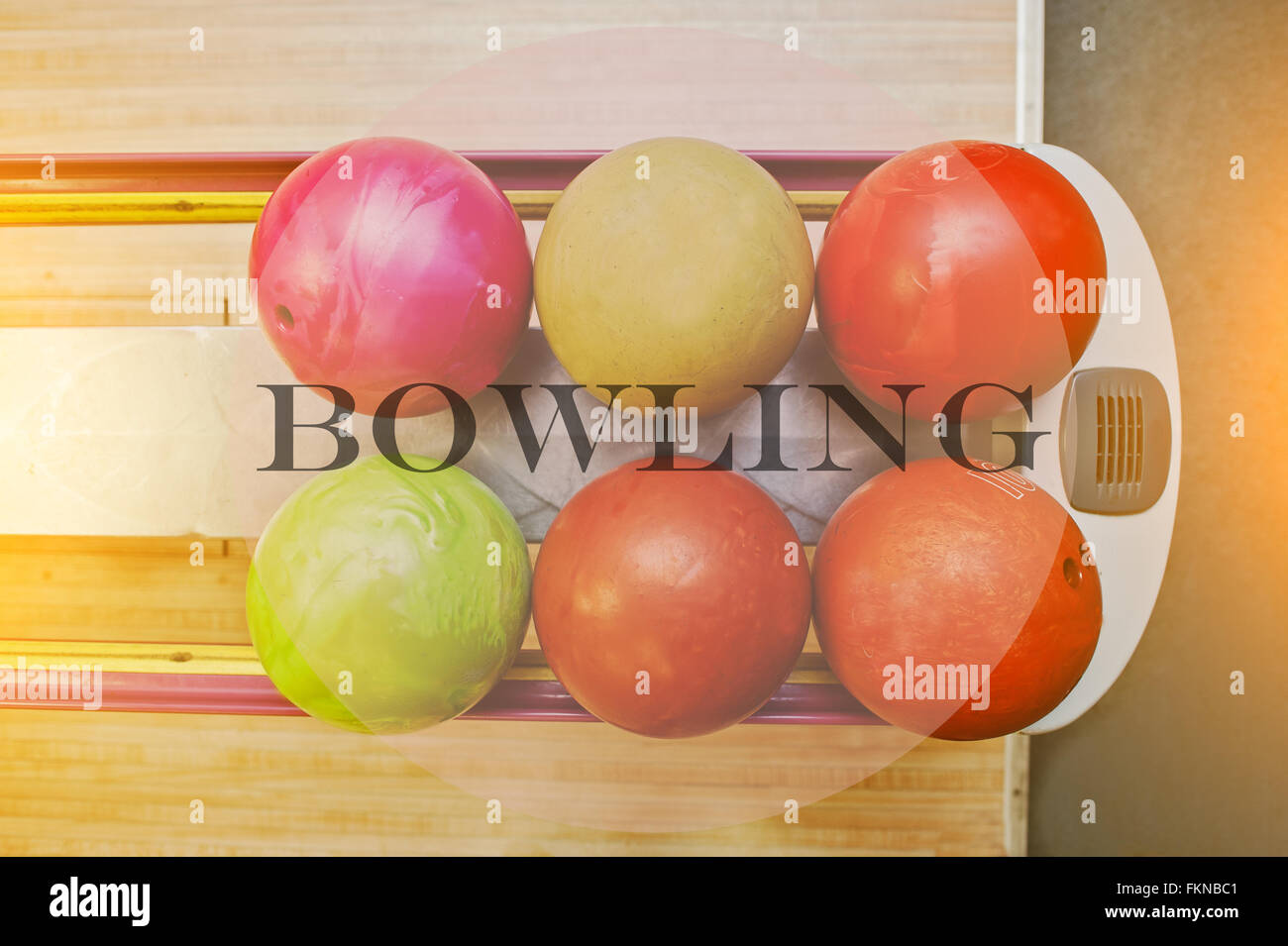 The word bowling background bowling balls Stock Photo - Alamy