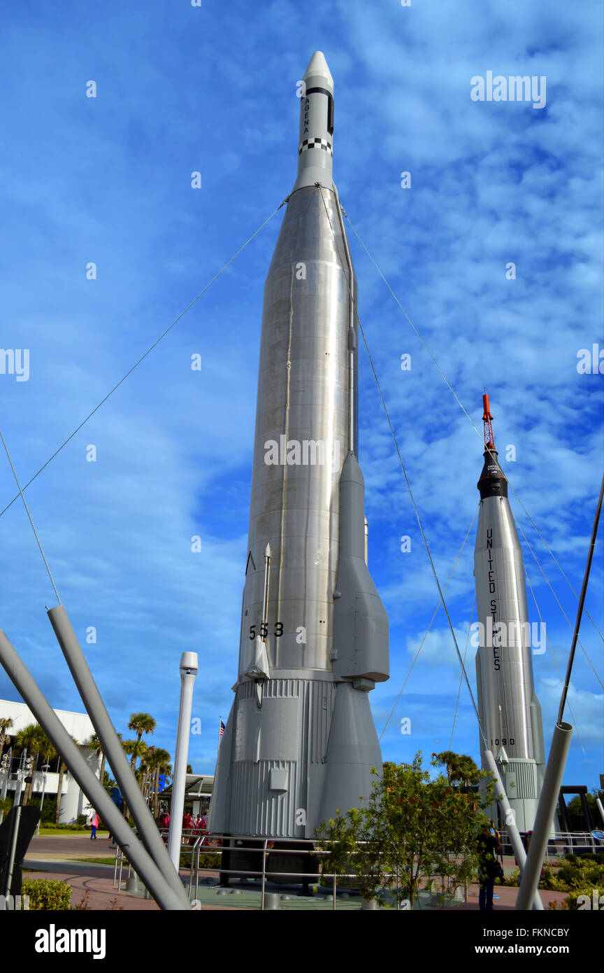 Apollo rockets on display in the rocket garden at Kennedy Space Center ...