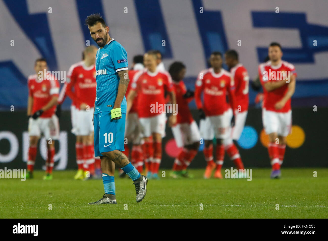 St. Petersburg, Russia. 9th March, 2016. Miguel Danny of Zenit reacts ...