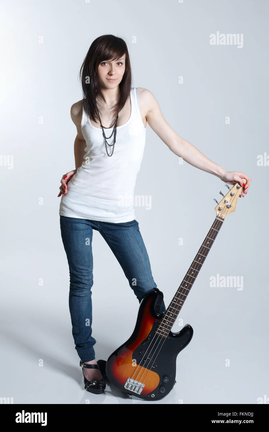 beautiful young girl with guitar Stock Photo - Alamy
