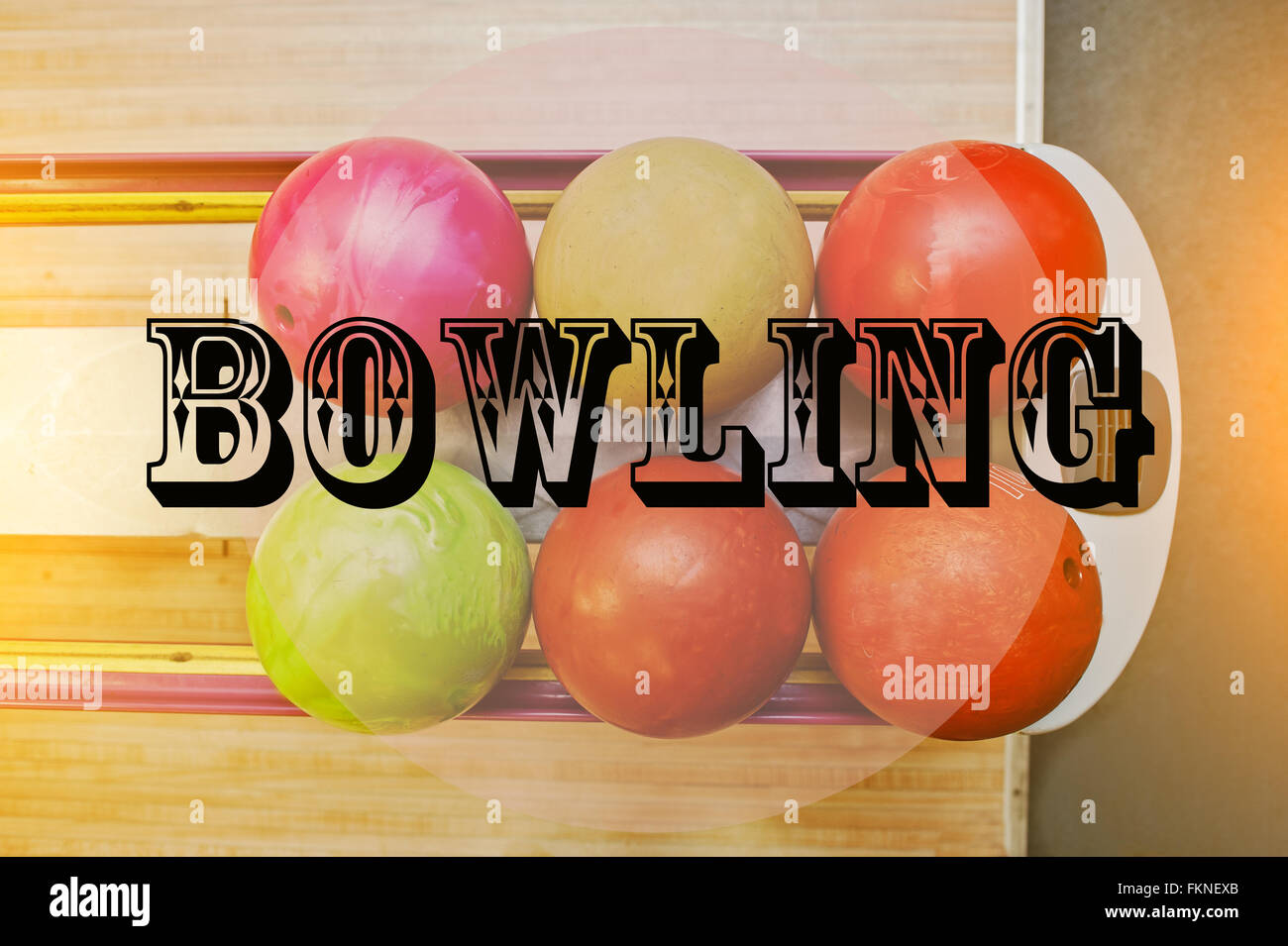 The word bowling background bowling balls Stock Photo - Alamy