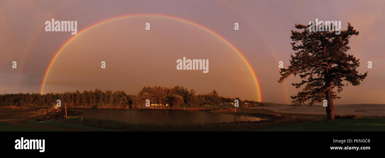Double Rainbow In the Pacific Northwest Stock Photo - Alamy