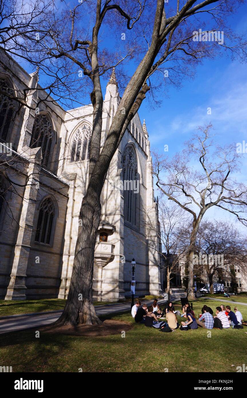 Students at Princeton University enjoy the unseasonable warm weather by ...