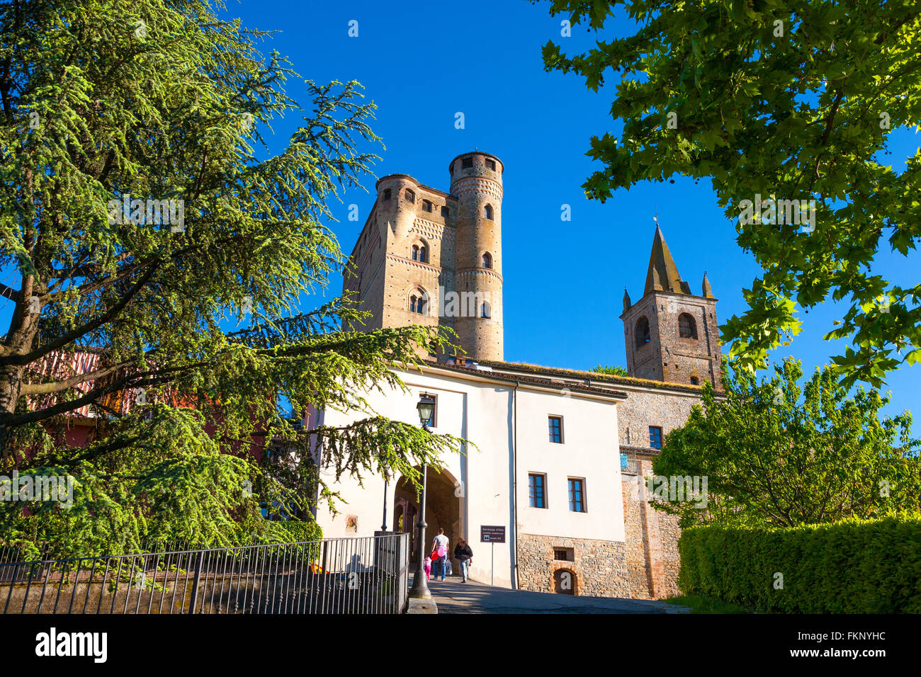 The castle of Serralunga d'Alba, little village of the langhe along the ...