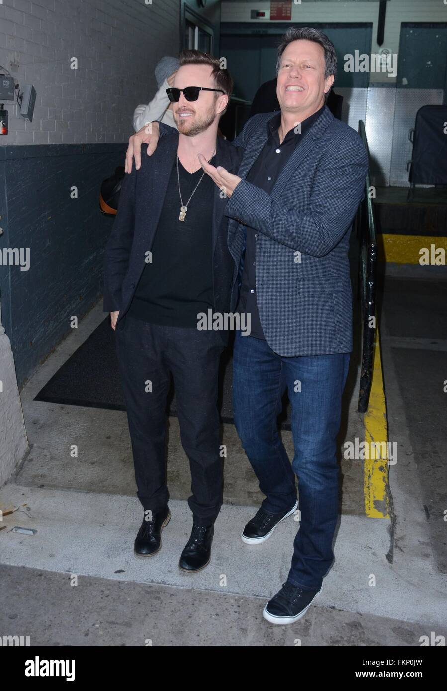 New York, NY, USA. 9th Mar, 2016. Aaron Paul, Gavin Hood out and about ...