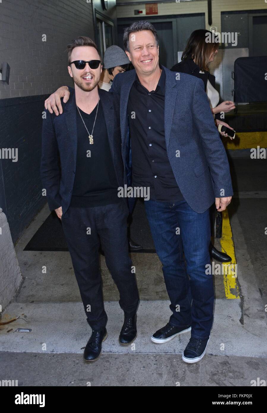 New York, NY, USA. 9th Mar, 2016. Aaron Paul, Gavin Hood out and about ...