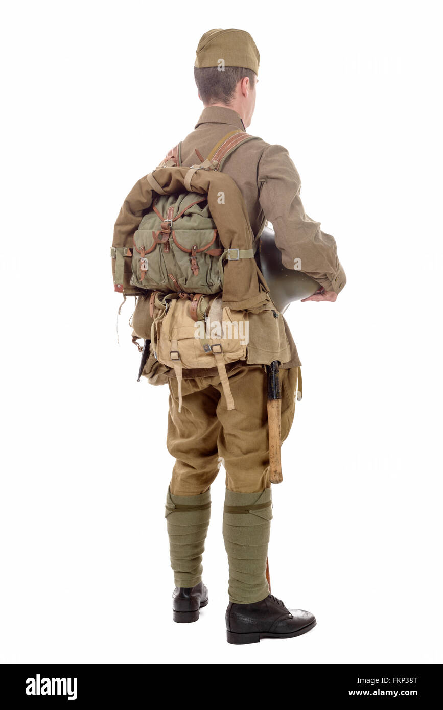 a young Soviet soldier with rifle on the white background Stock Photo ...
