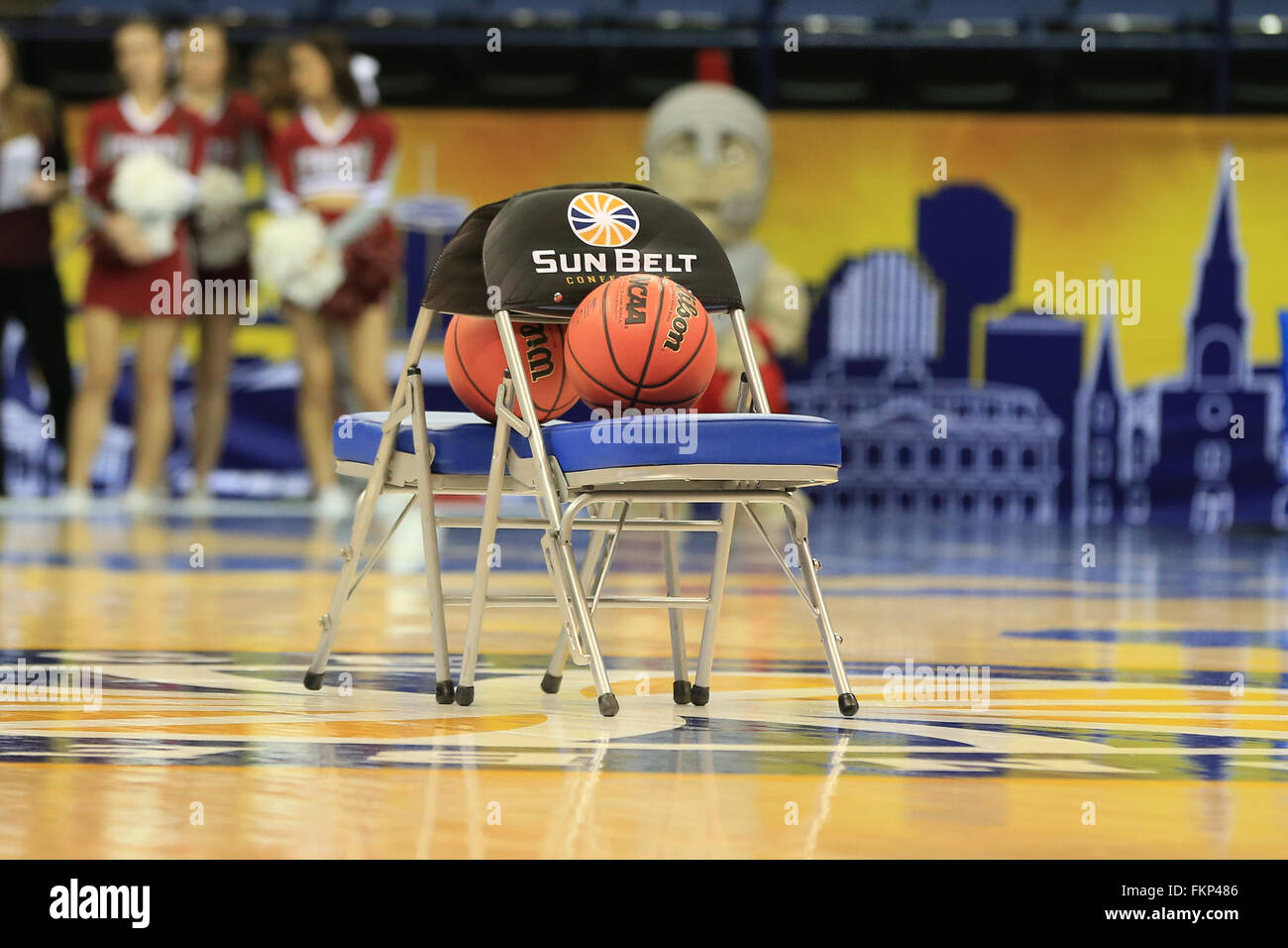 New Orleans, Louisiana, USA. 09th Mar, 2016. Basketballs setup for a ...