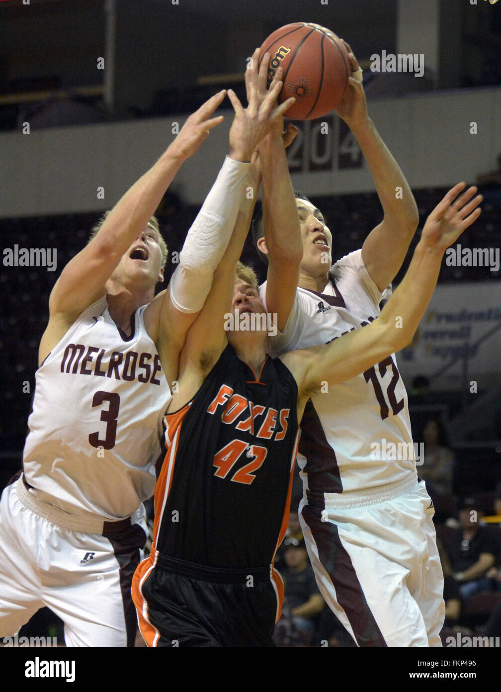Usa. 9th Mar, 2016. SPORTS -- Melrose's Cade Barnard, 3, Ft. Sumner's ...